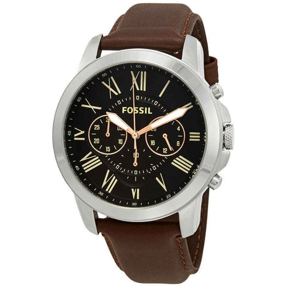 Fossil | Accessories | Fossil Luxury Mens Brown Leather Black Dial ...